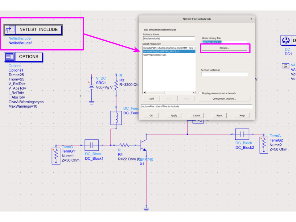 南台灣。木星人: 電路模擬軟體：以BFP740為例,在ADS匯入模型資料檔而不受版本限制
