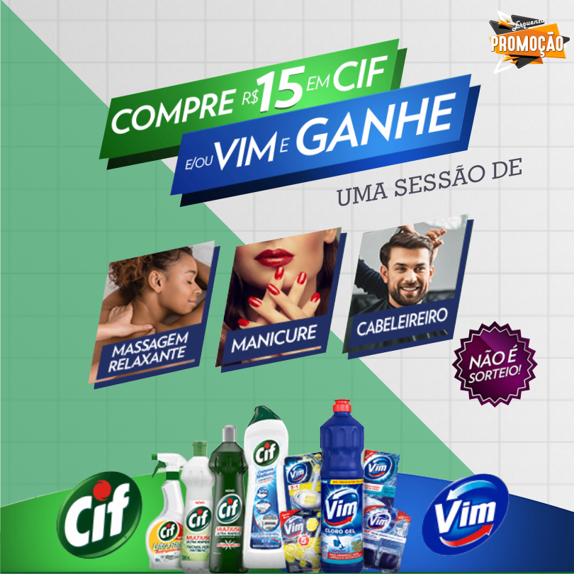 Promoção - Compre R$15 em CIF e/ou VIM e ganhe uma experiência