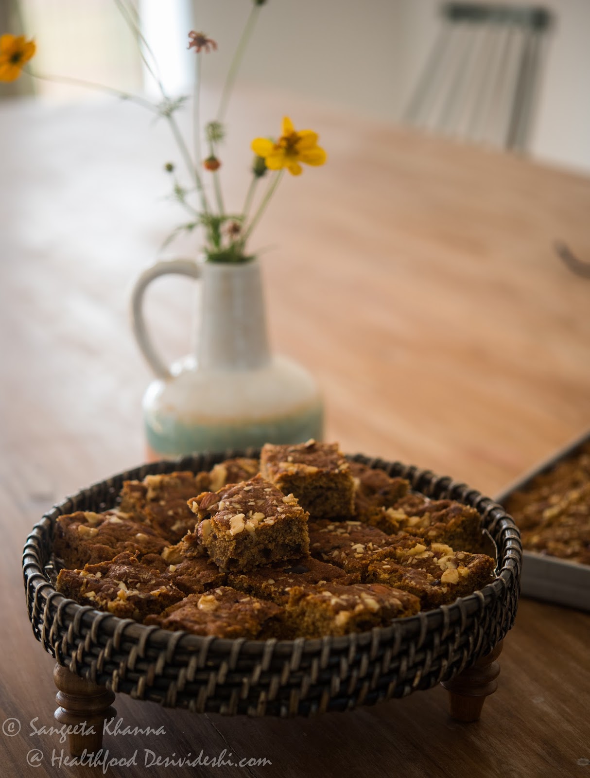 wholewheat date walnut tray bake (no sugar added), a rich mildly spiced ...