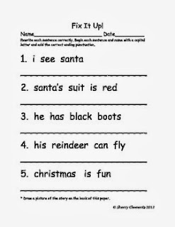 Dr. Clements' Kindergarten : Fix-It Up Sentences (Capital Letters and ...