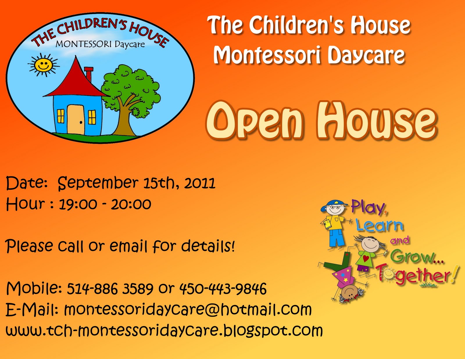 The Children's House Montessori Daycare: OPEN HOUSE