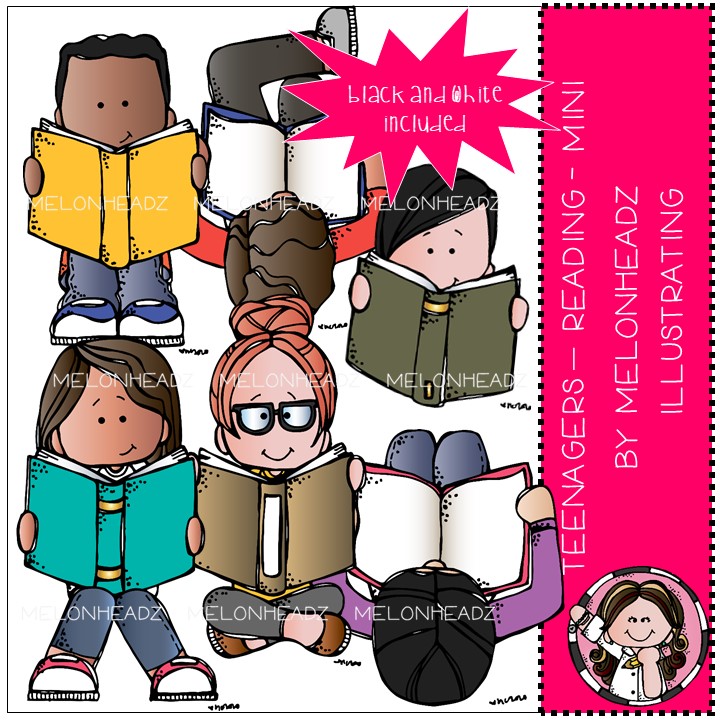Teenager clip art - Reading - Mini