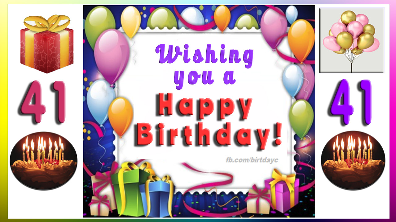 41th Birthday Images, Greetings Cards for age 41 years