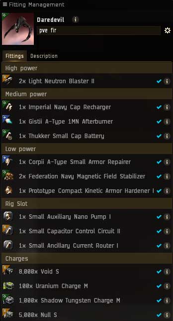 EVE Online Mission: daredevil pve fit