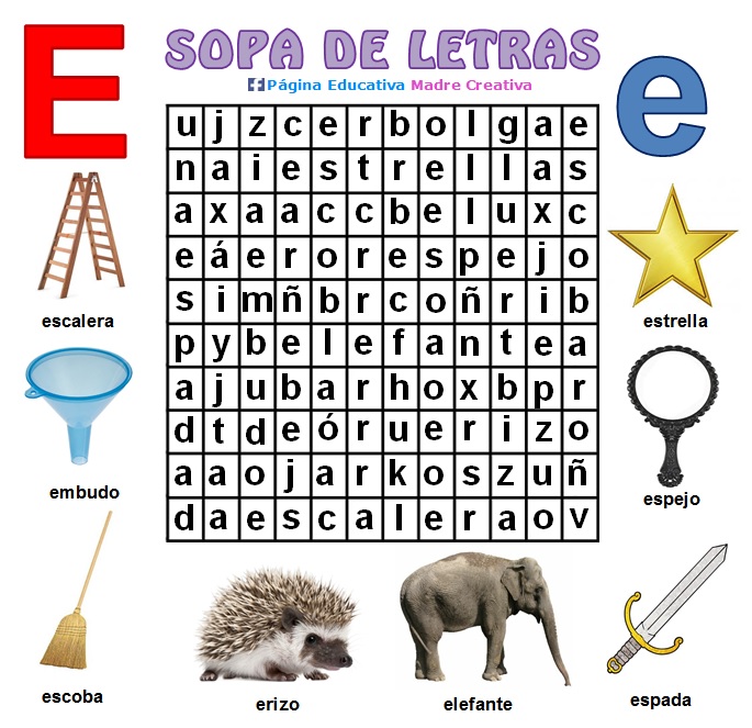 PAGINA EDUCATIVA MADRE CREATIVA: SOPA DE LETRAS CON LAS VOCALES
