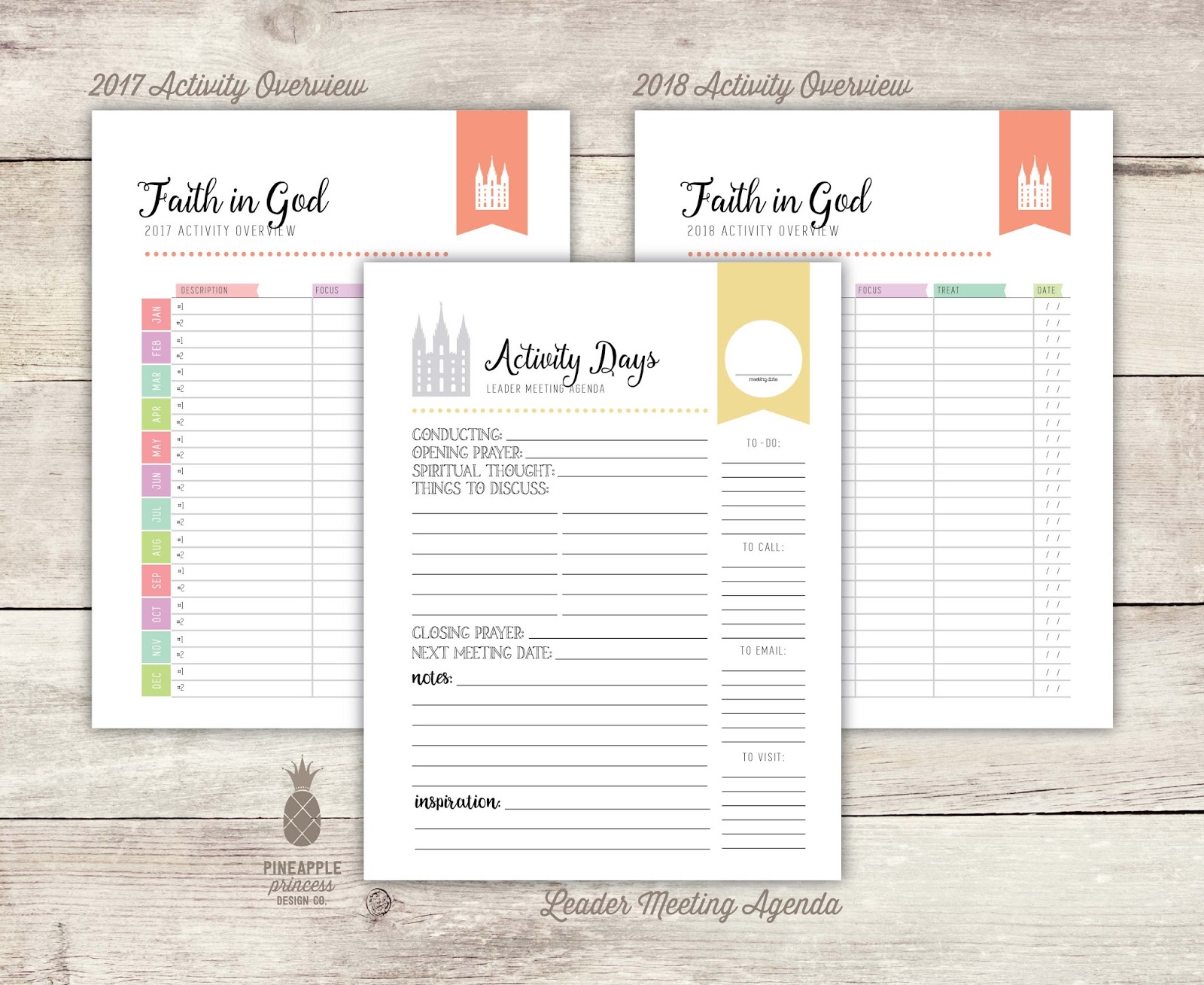 Pineapple Princess: NEW: 2017-2018 LDS Activity Day Leader Planner