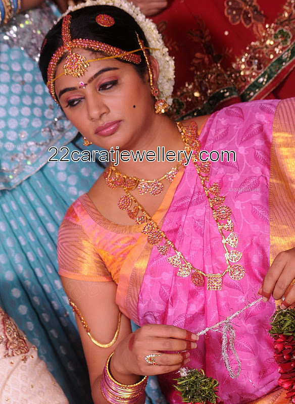 Priyamani in Ruby Temple Jewelry - Jewellery Designs