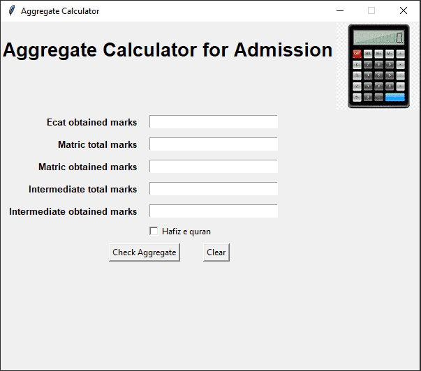 Create Ecat Aggregate Calculator using Python and Tkinter