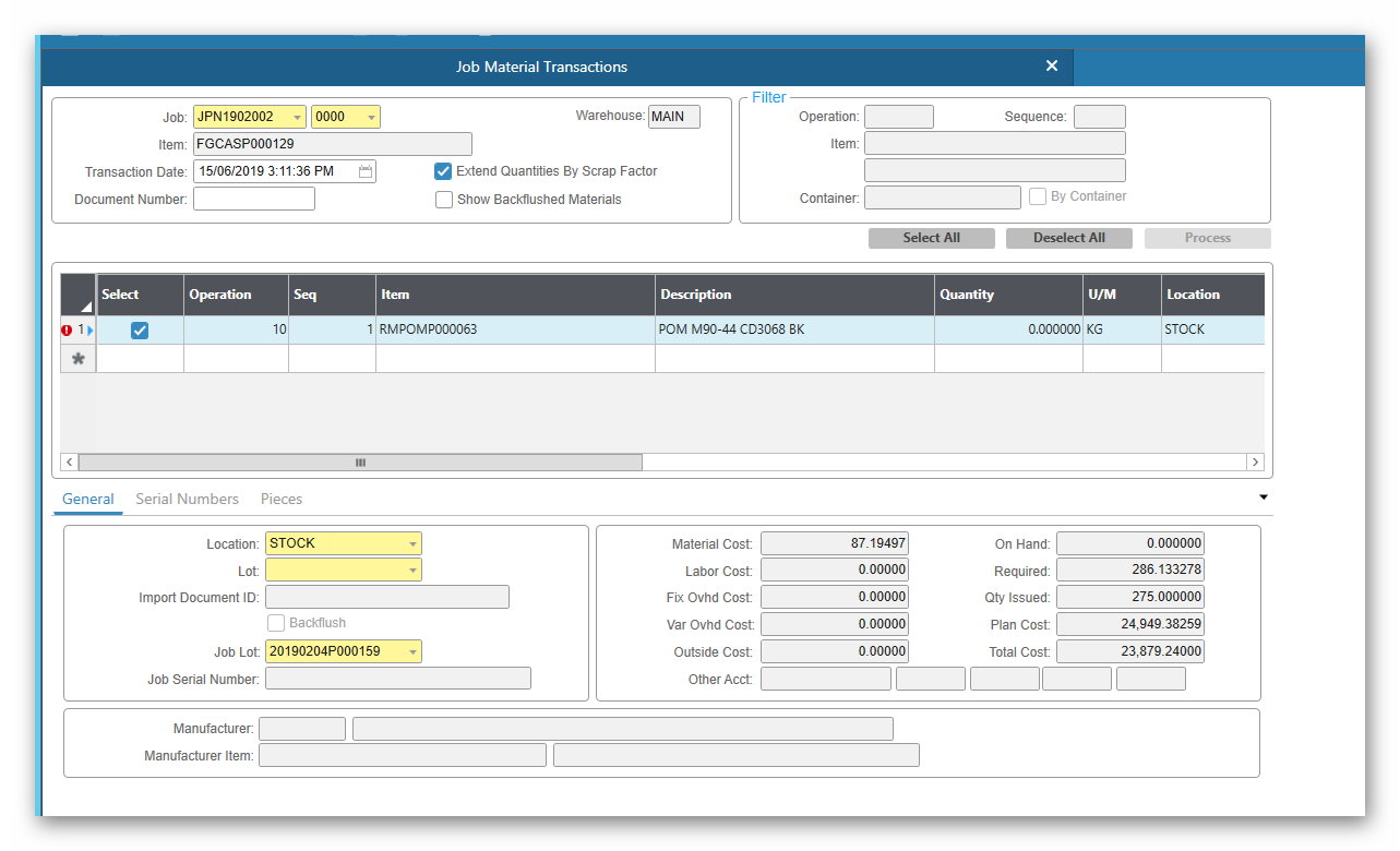 Montree (KMx10): Infor CSI : Preassign Lot
