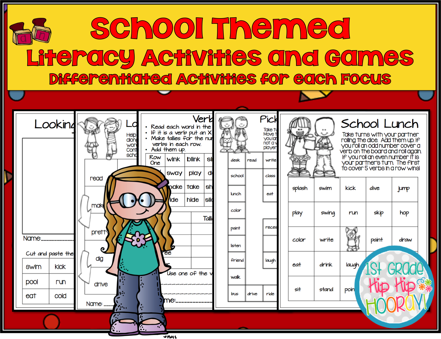 1st Grade Hip Hip Hooray!: School Themed...Literacy Activities and Games