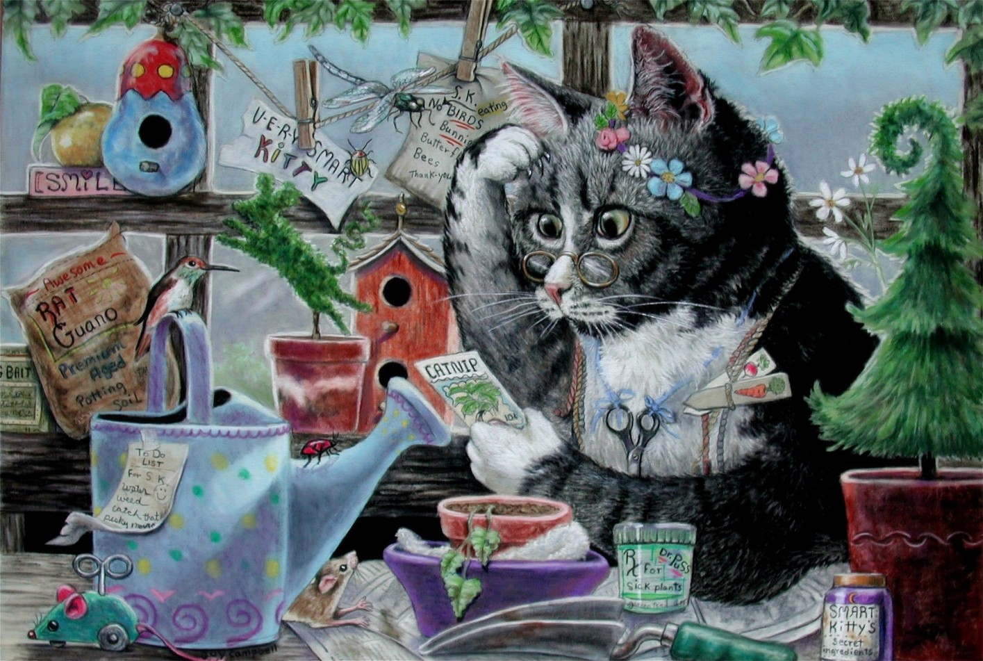 Joy Campbell painting a day: "Smart Kitty"