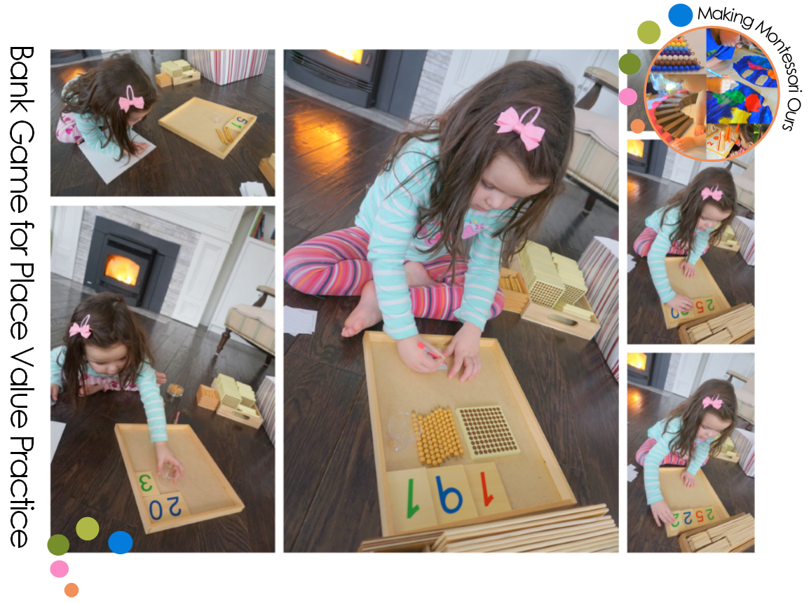Early Bank Game for Place Value Practice - "Making Montessori Ours"