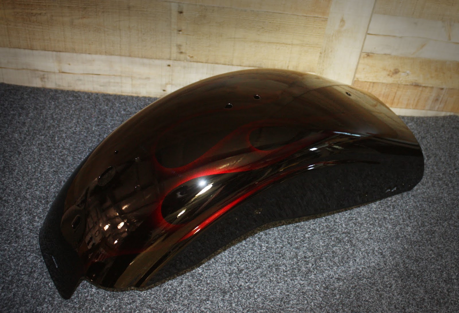 Online Motorcycle Paint Shop: Brandywine Candy Red Ghost Flames on black