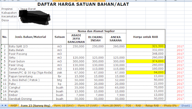 Catatan Yudi: Cara Membuat RAB Dengan Take Of Sheet Modif simple