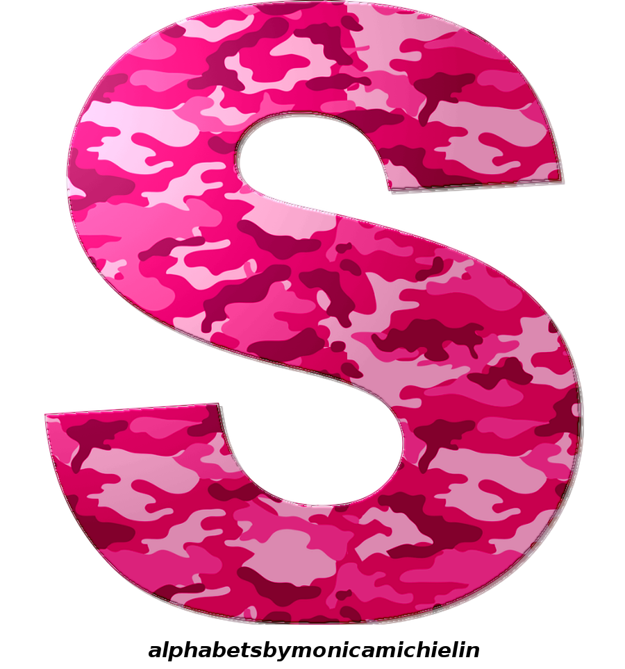 M. Michielin Alphabets: 4-PINK CAMOUFLAGE BIG ALPHABET PNG
