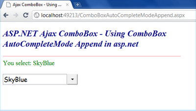 Dot Net Examples: Using ComboBox AutoCompleteMode Append in asp.net