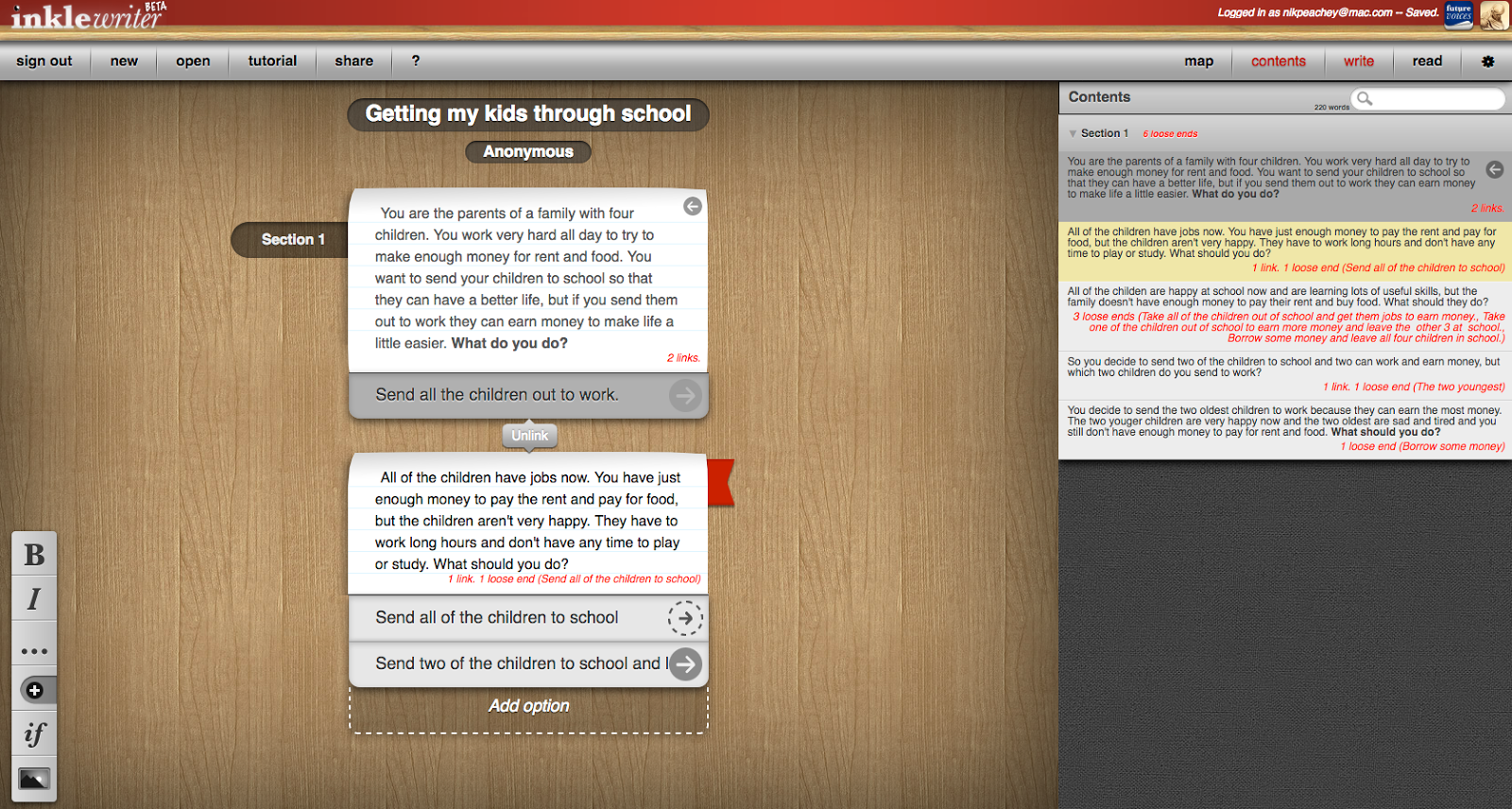 Nik's QuickShout: A Tool for Creating Interactive Fiction with Students