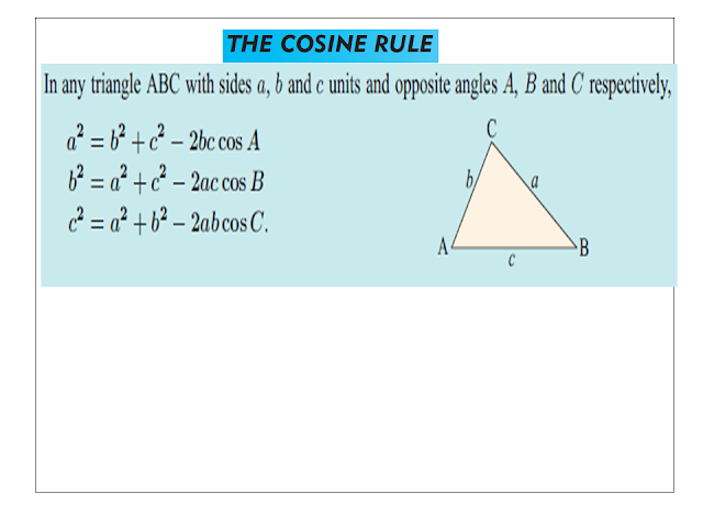 Math 10: SINE AND COSINE FORMULA