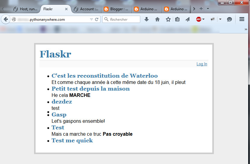 Python + Flask + PythonAnywhere : Partie 4 - FlaskR démo - MCHobby - Le ...
