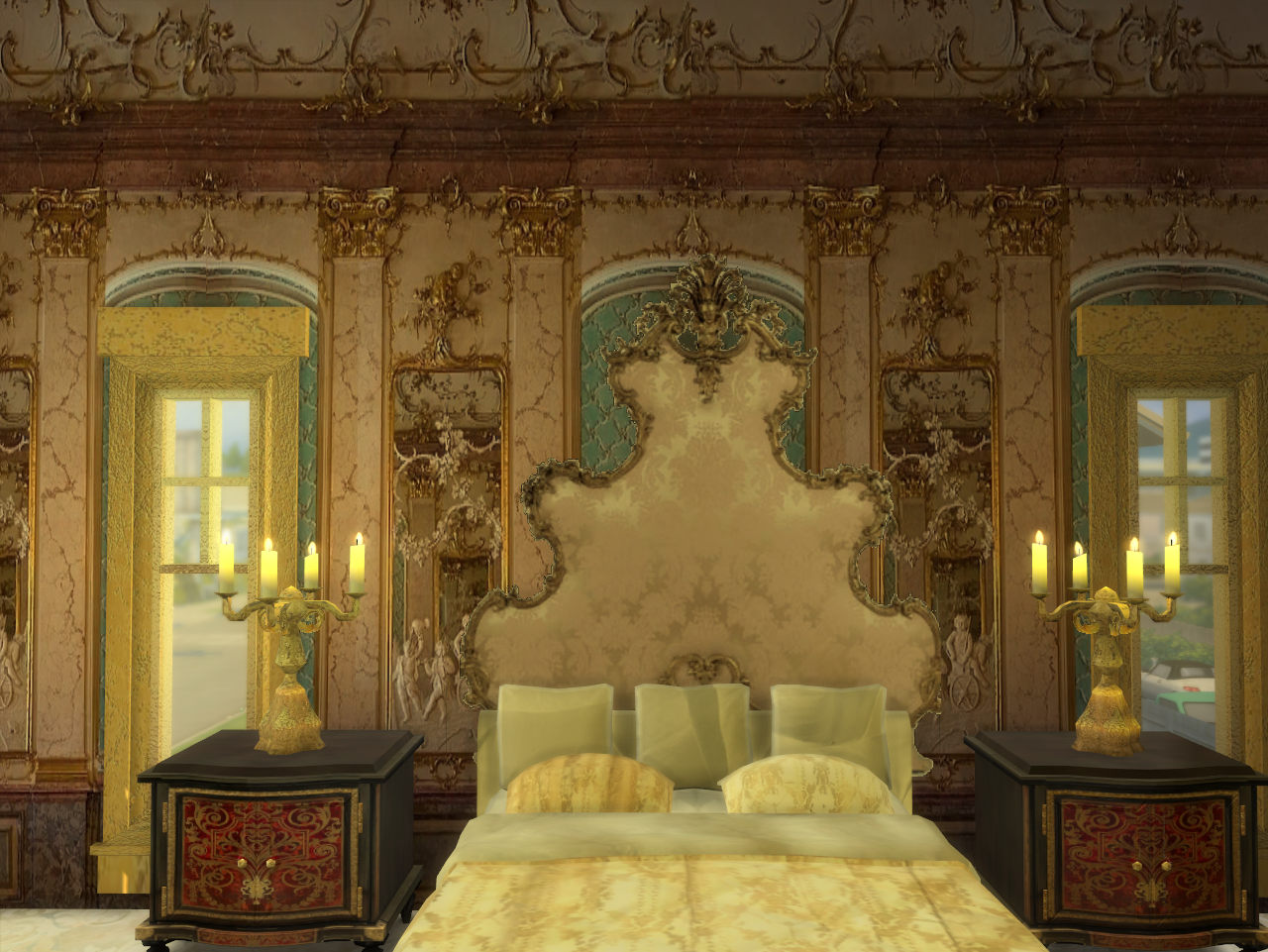 Anna Quinn Stories: Golden Gilded Walls Set Columns For SIMS 4