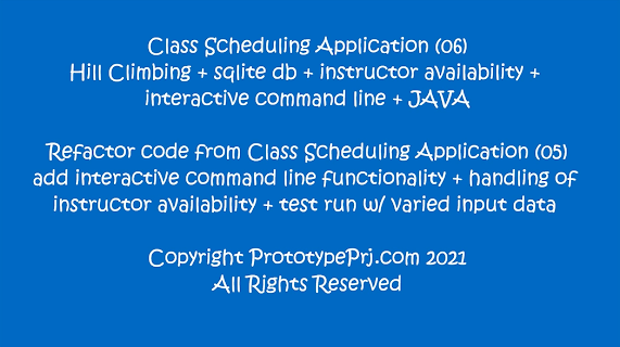 Prototype Project Class Scheduling Hill Climbing Instructor Availability Interactive