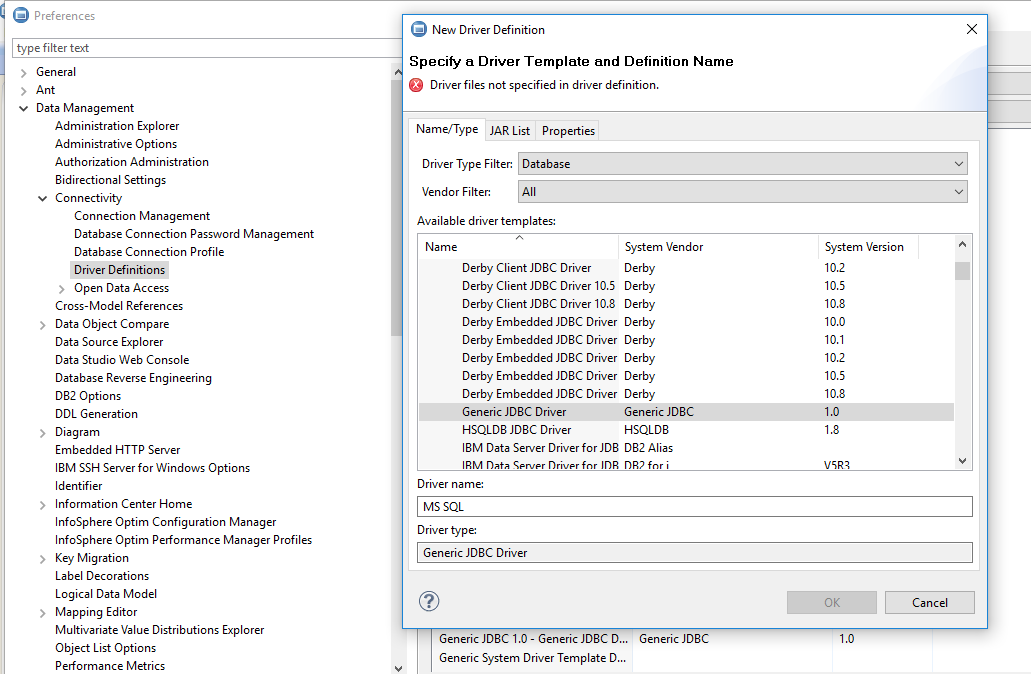 JDBC Driver using IBM Data Studio