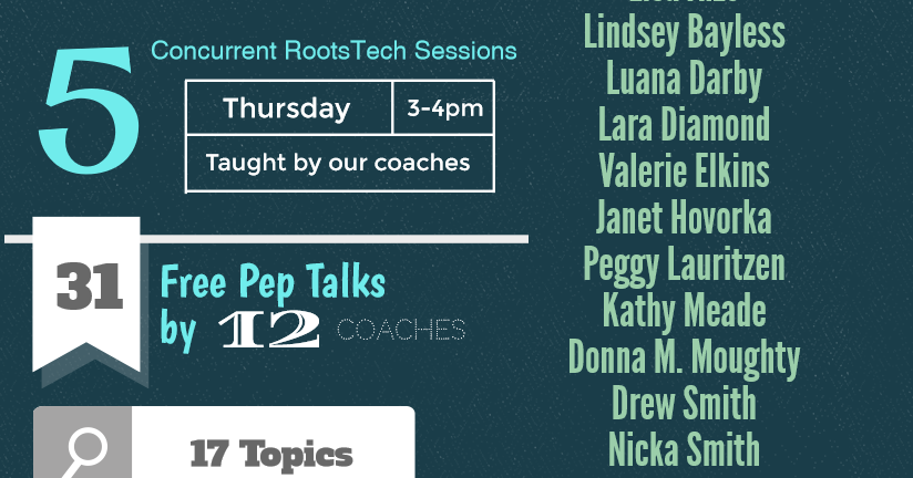 The Chart Chick: Free Pep Talks at RootsTech 2017 by genealogyDOTcoach