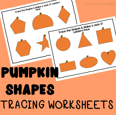 Pumpkin Shapes Tracing Worksheet | School Time Snippets