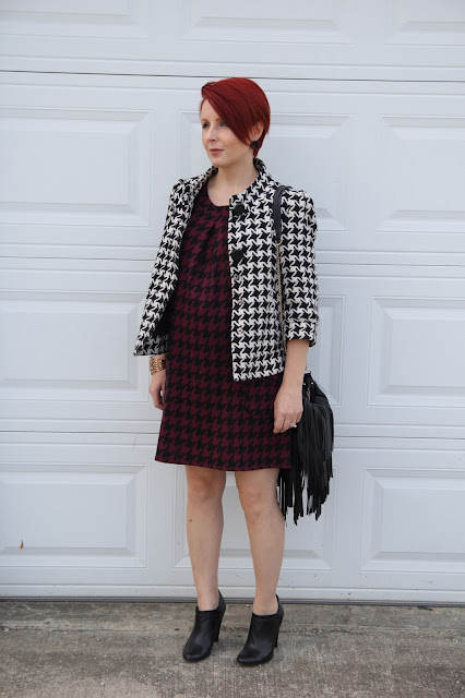 Thrift and Shout: Cute Outfit of the Day: Houndstooth Pattern Mixing