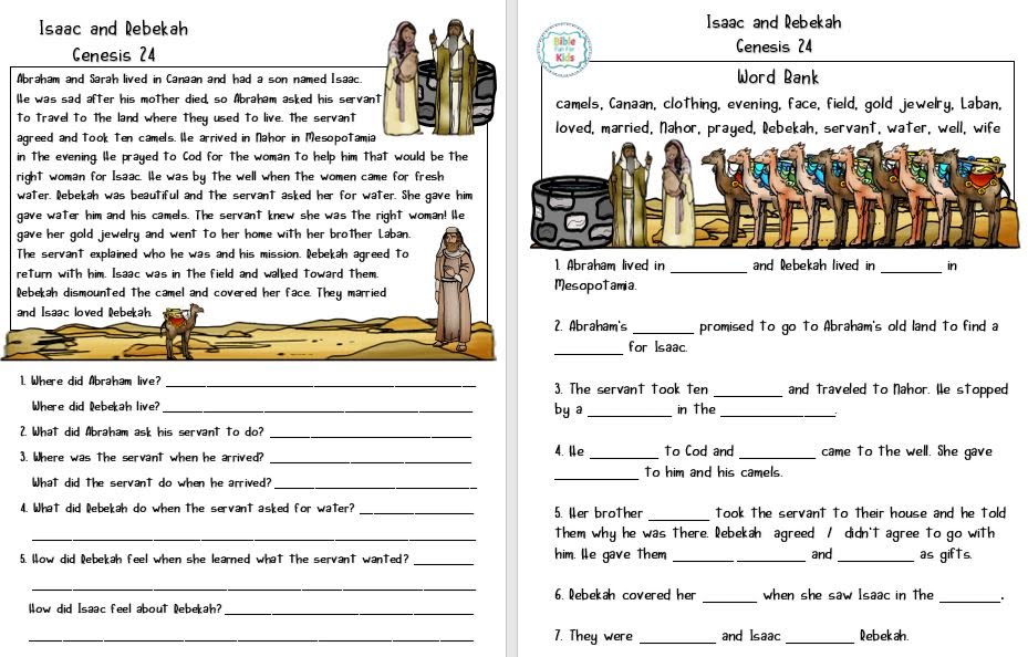 Isaac And Rebekah Word Search