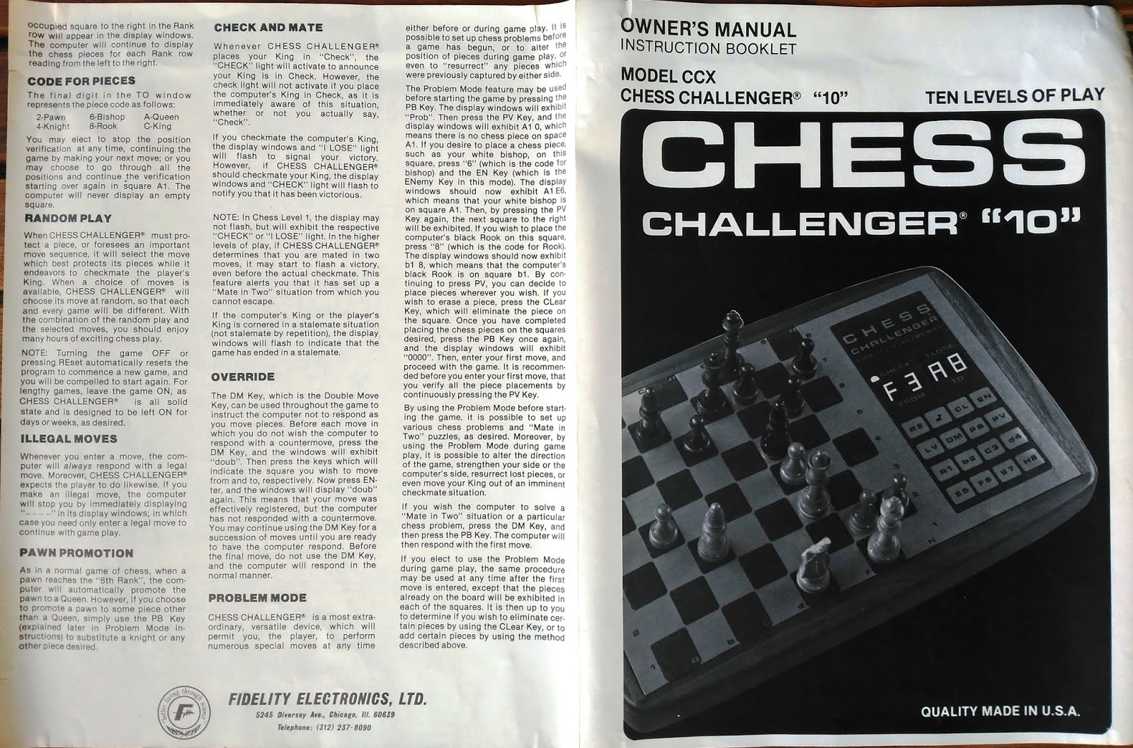 Retro Ordenadores Orty: Fidelity Chess Challenger 10 B (CCX-10B) (1979)