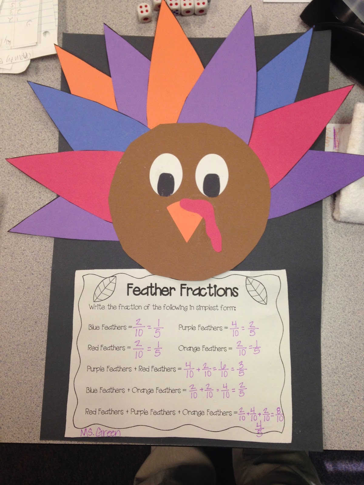 Where Ms. Green's Math Grows!: Turkey Feather Fractions!