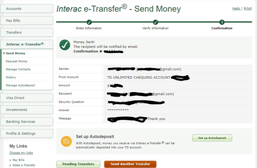 Jeonghwan Ju: Canada TD Bank e-Transfer 캐나다 TD은행 이메일 주소로 송금하기