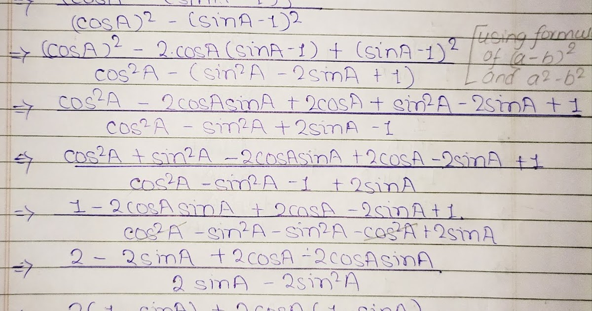 (cosA - sinA +1)/ (cosA +sinA -1) = cotA + cosecA | Prove | Sci-Pi