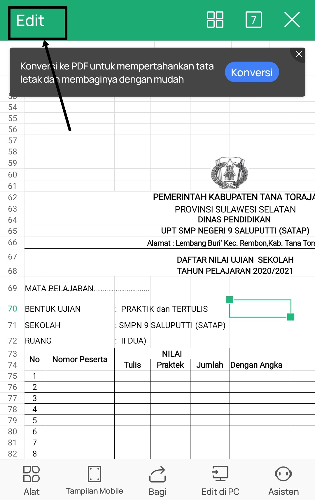 Cara Menggunakan Excel di WPS Office HP Android dan IOS - Blogger Toraja