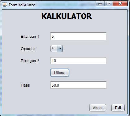 Membuat Kalkulator Sederhana Menggunakan Java - Contoh Aplikasi