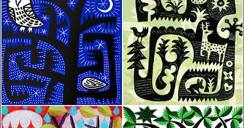My Owl Barn: Hilke MacIntyre: Linocut in Bold Shapes and Colors