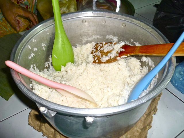 The making of Burasak, a Bugis traditional food.
