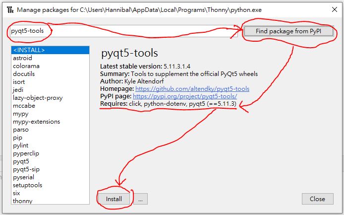 bod-idv-tw小書製作: 在Thonny安裝PyQt5 及 pyqt5-tools 建立python開發視窗程式的環境