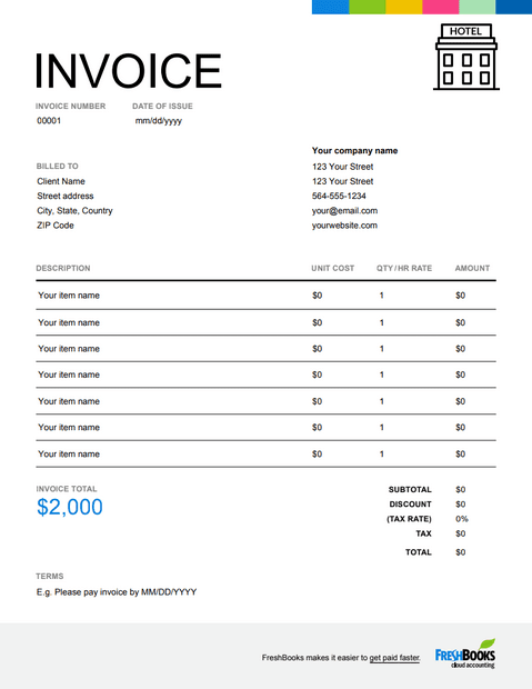 Hotel Room Invoice - Invoice Template