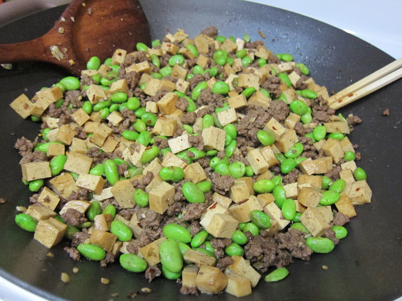 Bean Sprouts Kitchen: Ground Beef, Pressed Tofu & Edamame