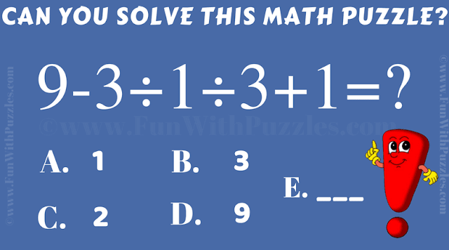 Brain Testing Arithmetic Puzzle With An Answer