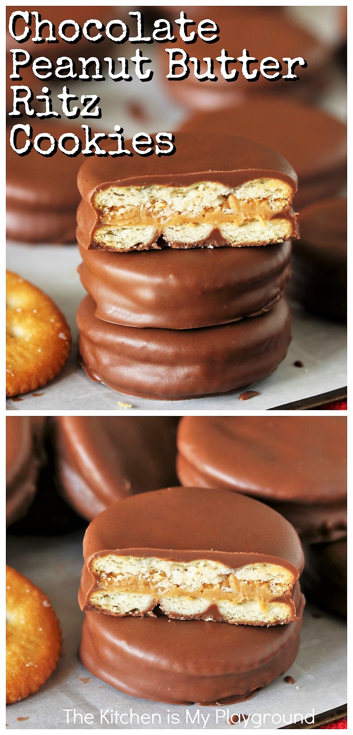 Chocolate Covered Peanut Butter Ritz Cookies | The Kitchen is My Playground