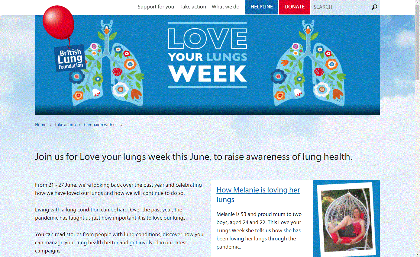 It's "Love your lungs" week. Such an important cause and a great ...