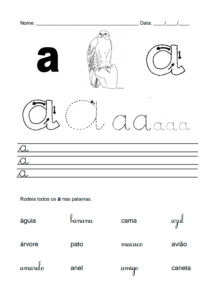 Crescer, aprender e sorrir! : recursos da letra A