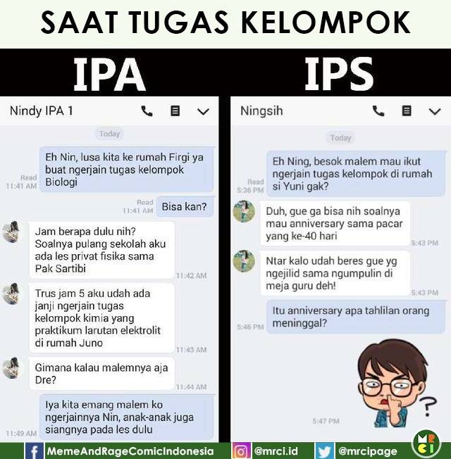 10 Meme Chat 'Anak IPA vs Anak IPS' Ini Kocaknya Bikin Ingat Masa SMA