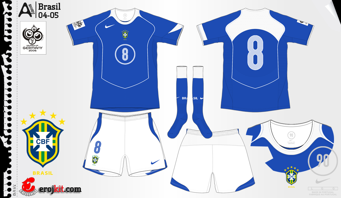 Kit Design, by eroj: 2004-2005 Brasil (Home, Away e Comemorativo)