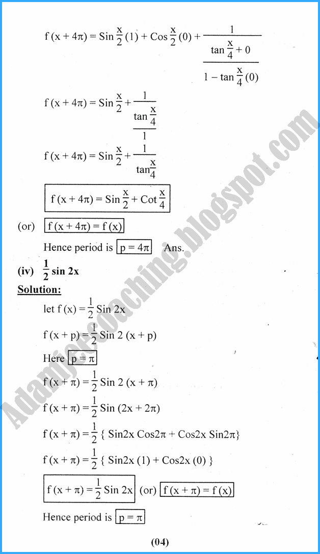 Adamjee Coaching: Graphs of Trigonometric Functions - Exercise 11.1 ...
