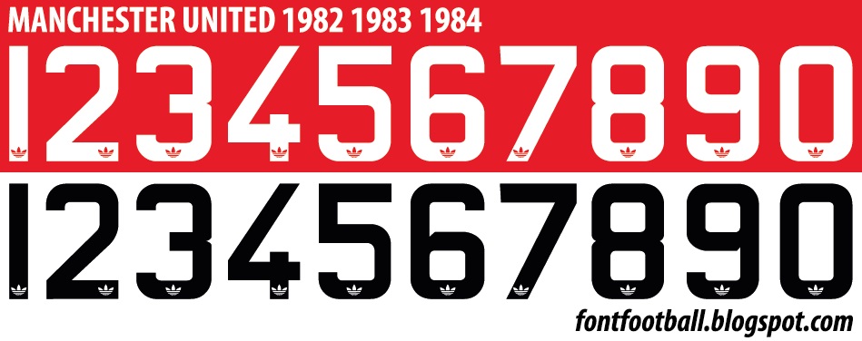 FONT FOOTBALL: Font Vector Manchester United 1982 1983 1984 kit