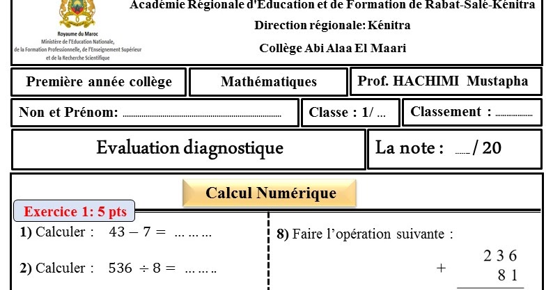 Évaluation diagnostique 1